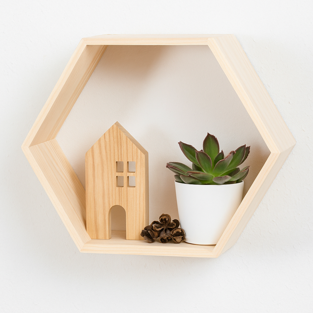 Półka plaster miodu „Heksagon” 31x27x13 naturalna– dekoracyjna półka ...
