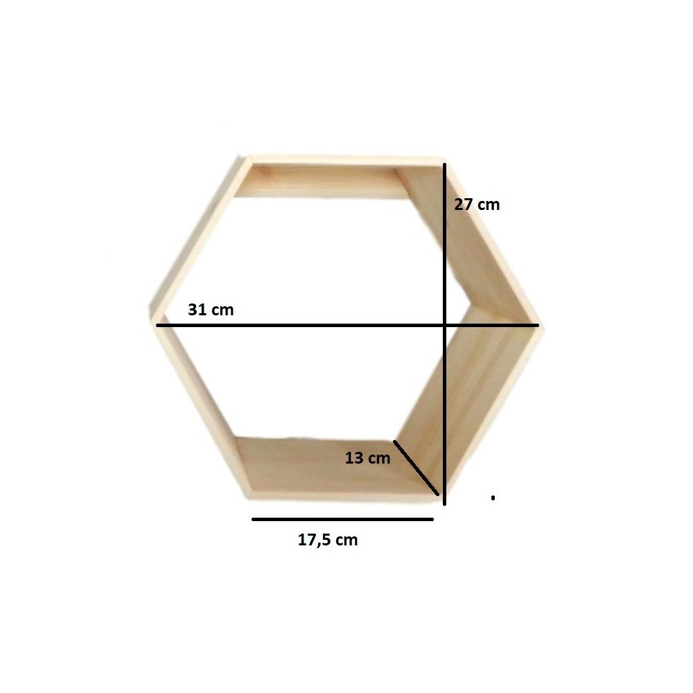 Półka plaster miodu „Heksagon” 31x27x13 naturalna– dekoracyjna półka ...